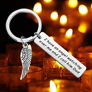 Gzrlyf Dad Memorial Keychain Sympathy Gifts for Loss of Father I Have an Angel Watching over Me and I Call Him Dad (Keychain)