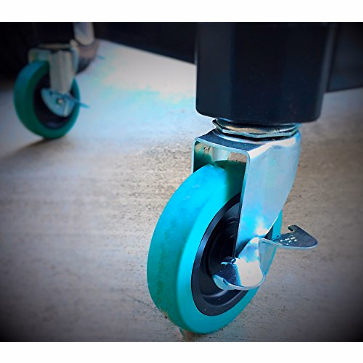 MaxWorks 80384 Black and Gray Two-Tray Service/Utility Cart With Aluminum Legs And 4" Diameter Swivel Castors