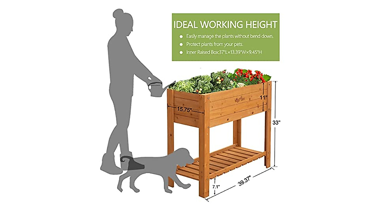 Raised Garden Bed Wood Planter Box Outdoor Wooden Elevated Planters ...