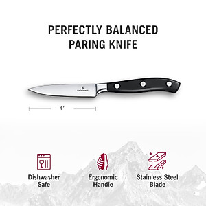 Victorinox Grand Maitre Forged Paring Knife - Kitchen Knife for Slicing Fruits & Vegetables - Ergonomic Cooking Knife - Premium Stainless Steel Cutting Knife for Kitchen Accessories - 4"