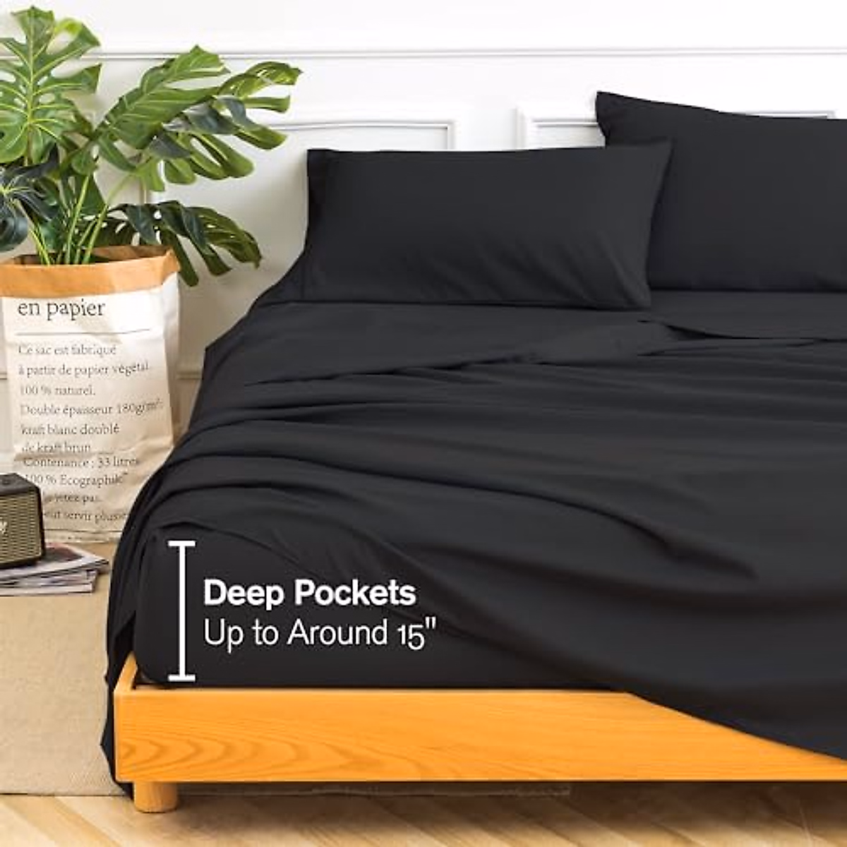 KeoWin 18 Inch Full Sheets Deep Pocket,Cooling Sheets Queen Deep Pockets,Microfiber Sheet Set Deep Pocket,Lightweight Soft & Wrinkle Free