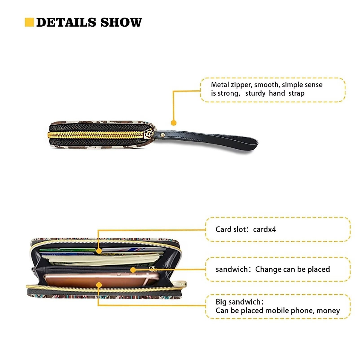 Wanyint Navajo Wrist Strap Wallet for Women Girls Native American Handbag Men's Long Clutch Cell Phone Case Boho Southwestern Aztec Tribal Stripe Ethnic Geometric Green Red Zipper Card Holder