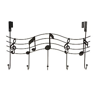 Over The Door Hooks Music Note Metal Hook Coat Hat Bag Wall Hook Hanger Organizer Holder - Black