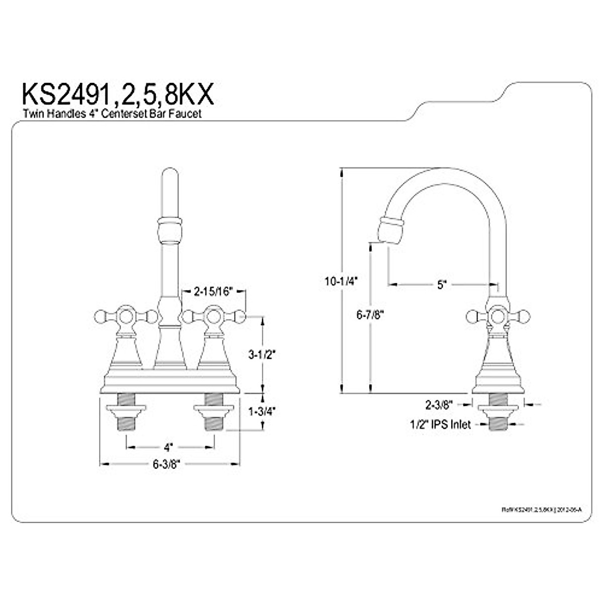 Kingston Brass KS2495KX Governor Bar Faucet, 5", Oil-Rubbed Bronze