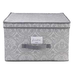 Laura Ashley Non-Woven Jumbo Storage Box, Dimensions: L16 x W16 x H10, Collapsible, Durable, Home Organization, Closet Storage, Grey