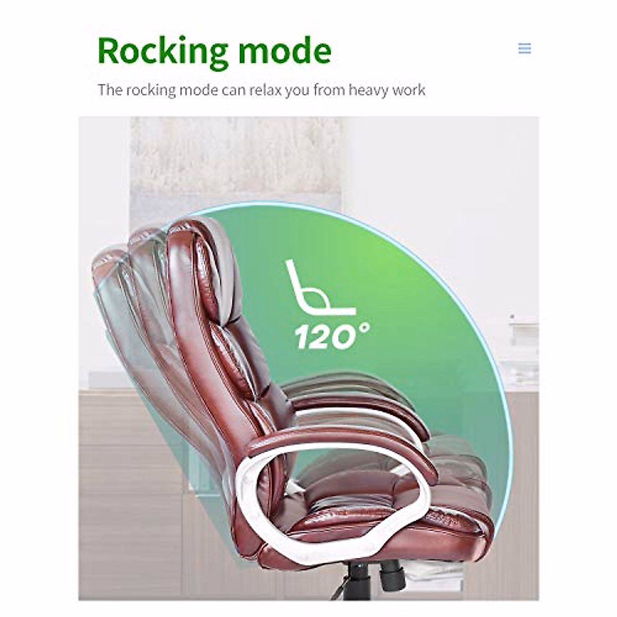 Office Chair Computer High Back Adjustable Ergonomic Desk Chair Executive PU Leather Swivel Task Chair with Armrests Lumbar Support (Brown)