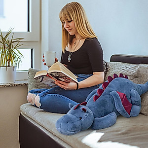 Pterosaur Stuffed Animal with Wings - Cute Soft Dinosaurs Plush Toys Little Flying Dragon Plushies Pillow Doll Christmas Birthday Gifts for Kids Boys Girls (Blue,27.55inch/70cm)