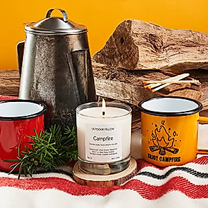 Outdoor Fellow | Campfire Scented Candle | 40+ Hour Burn Time | Coconut & Apricot Wax Blend | Luxury Jar Candle for Home (8oz)