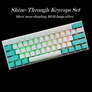 XVX PBT Keycaps - Keycaps 60 Percent, Suitable for GK61/RK61/Anne/Ducky/DK61 Mechanical Keyboard, Double Shot Backlit OEM Profile PBT Keycaps Set, with keycap Pulle (OEM Profile, Tiffany Color)