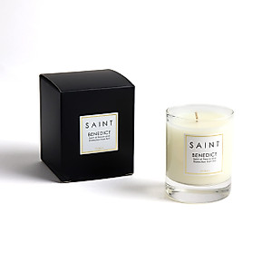 SAINT Benedict Scented Votive Candle with Prayer, Prayer Coin, and Holy Oil, Saint of Peace and Protection from Evil, Soy Coconut Aromatherapy Candle with 15 Hour Burn Time, Holiday Gift-Ready Box