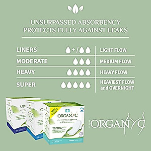 Organyc 100% Certified Organic Cotton Feminine Pads, Moderate Flow, 10 Count
