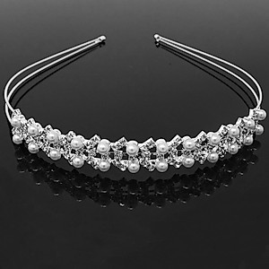 Honbay Wedding Hair Piece Photography Hair Accessories Bride Bridesmaid Flower Girl Crown Headband Hair Hoop Tiara with Crystal and Faux Pearls