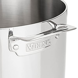 Viking Culinary 3-Ply Stainless Steel Stock Pot, 12 Quart, Includes Metal Lid, Dishwasher, Oven Safe, Works on All Cooktops including Induction