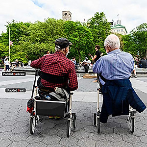 Healconnex Luxury Rollator Walkers for Seniors-Bulit-in Cable Rollator Walker with Seat, 10"Large Wheels,Aluminium Lightweight Senior Walker with Soft Rubber Handle,Padded Seat and Backrest