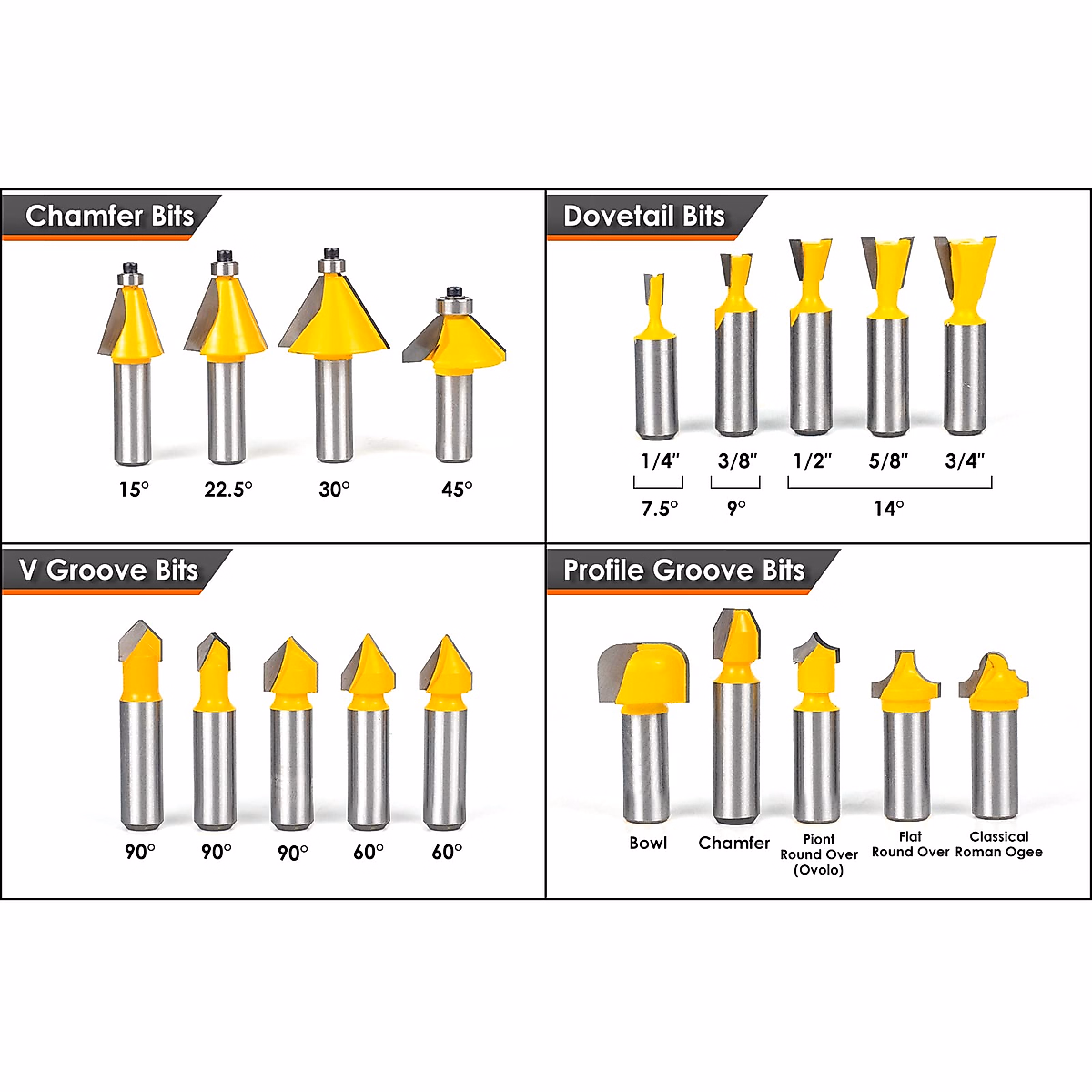 Router Bits Set 1/2 Inch Shank - BAIDETS 70 Pcs Router Bit Professional Carbide 1/2 Inch Shank Kit for Carpenter Woodworking