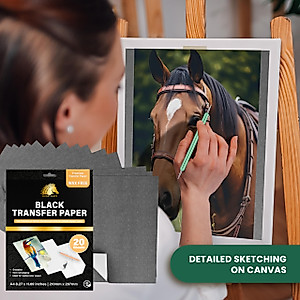 MyArtscape Graphite Transfer Paper, 20 Black Sheets - Wax Free - Erasable - Smudge-Free - Ideal for Drawing, Tracing and Watercolor Transfer - Premium Arts and Crafts Supplies