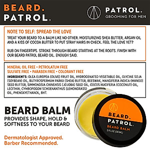 Beard Patrol Men's Beards & Mustaches Balm - Grooming Treatment with Argan Oil, Shea Butter, & Cocoa Butter Strengthens & Softens - Lemongrass Scent Leave-in Conditioner Wax - Pack of 1