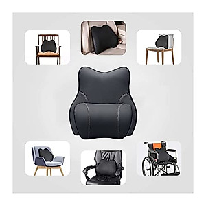 CXSDCQQ Memory Foam Neck Support Pillow Compatible with Tesla Model 3 X S Y Seat Lumbar Full Protect Cushion Headrest Waist Support Pad (Color : BK-Neck Pillow 2 Pcs)