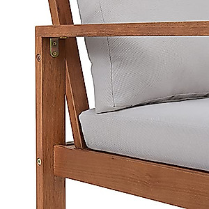 Weston Eucalyptus Wood Outdoor Chair with Gray Removable Cushions Weather-Resistant Deck Chair, Patio Furniture All-Weather, Backyard, Patio