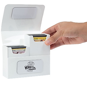 Monster Protectors Magnetic Double Deck Box - White, Holds 150 Gaming TCGs, Self-locking Closure, Compatible w Standard & Smaller Size Gaming Trading Cards, Removable Construction, Christmas Gift