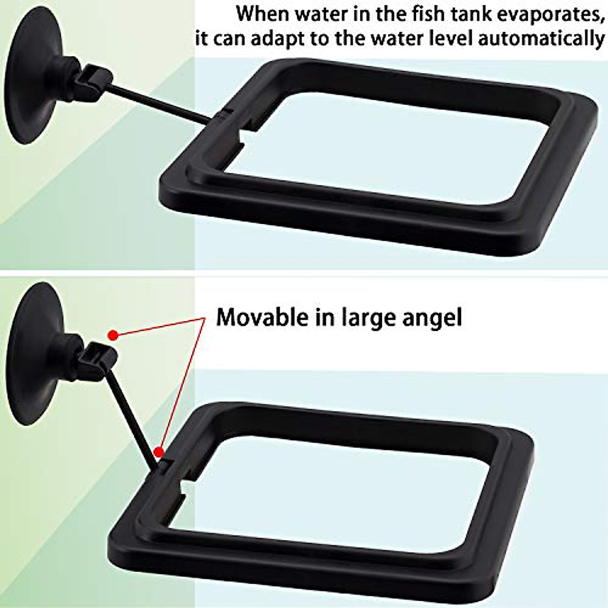 OIIKI 2 Pack Fish Feeding Ring, Aquarium Fish Floating Food Feeder, Square Shape with Suction Cup(Black)