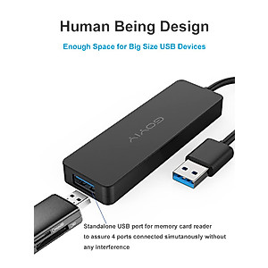 4-Port USB3.0 Hub, GOYiY Ultra-Slim Data USB Hub, USB Splitter for MacBook, Mac Pro, Mac Mini, iMac, Surface Pro, Chromebook, XPS, PC, PS4, PS5, Xbox, Flash Drive, Mobile HDD(Not for Charging)(Type A)