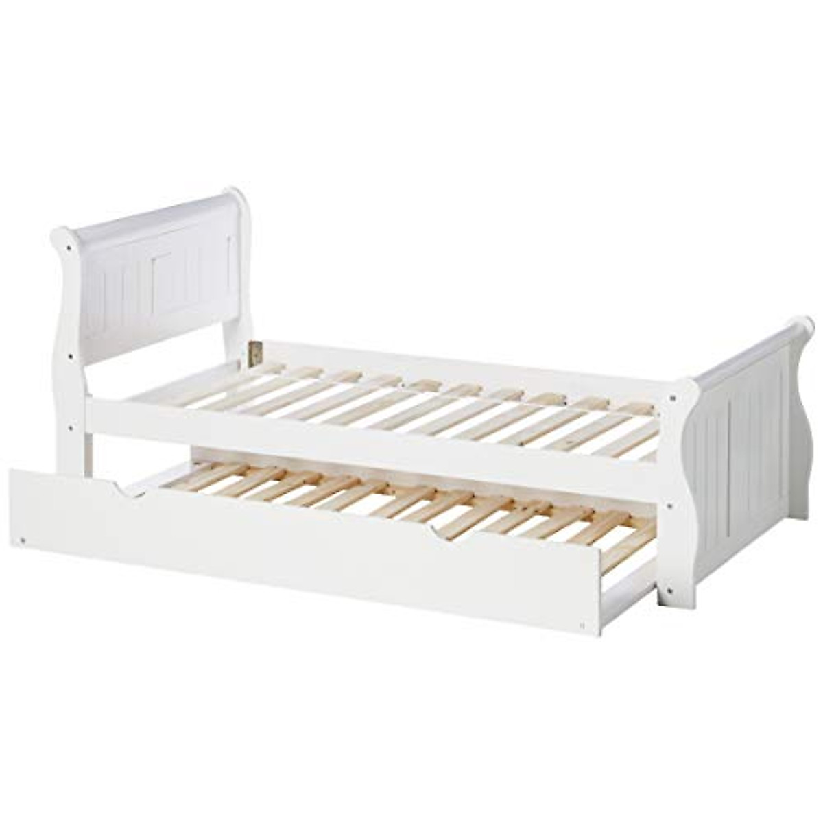 Donco Kids 325-TW_503-W Sleigh Bed withTrundle Bed, Twin/Twin, White