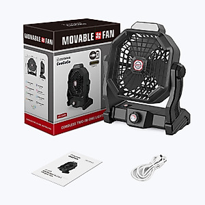 CooCoCo Camping Fan, Portable Fan Rechargeable,Battery Operated Fan Camp Fan for Tents,Stepless Speed & Long-Lasting Battery Fan for Outdoor,Office,Travel