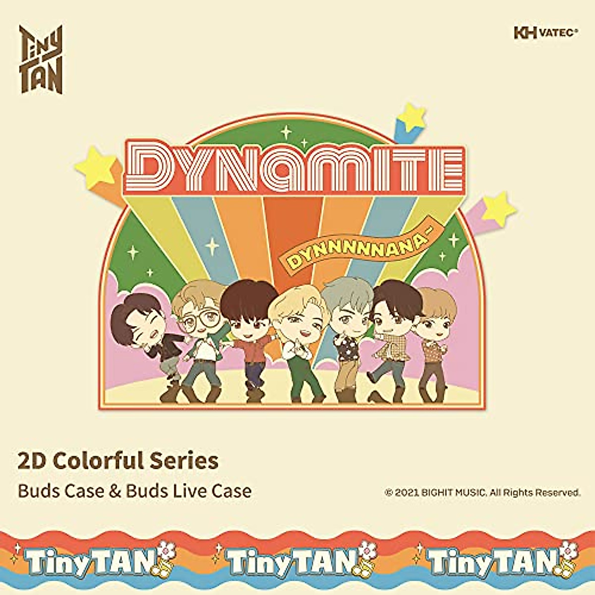 BTS Official TinyTan Dynamite 2D Colorful Series Hard Case for Samsung Galaxy Buds Licensed by Big Hit Entertainment (Jung Kook)