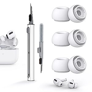 [3-Pair] Replacement Ear Tips for AirPods Pro & AirPods Pro 2nd Generation with Noise Reduction Holewith and Cleaner kit,Cleaning Pen for Airpods 1 2 3 pro/pro 2nd,(Medium - M)