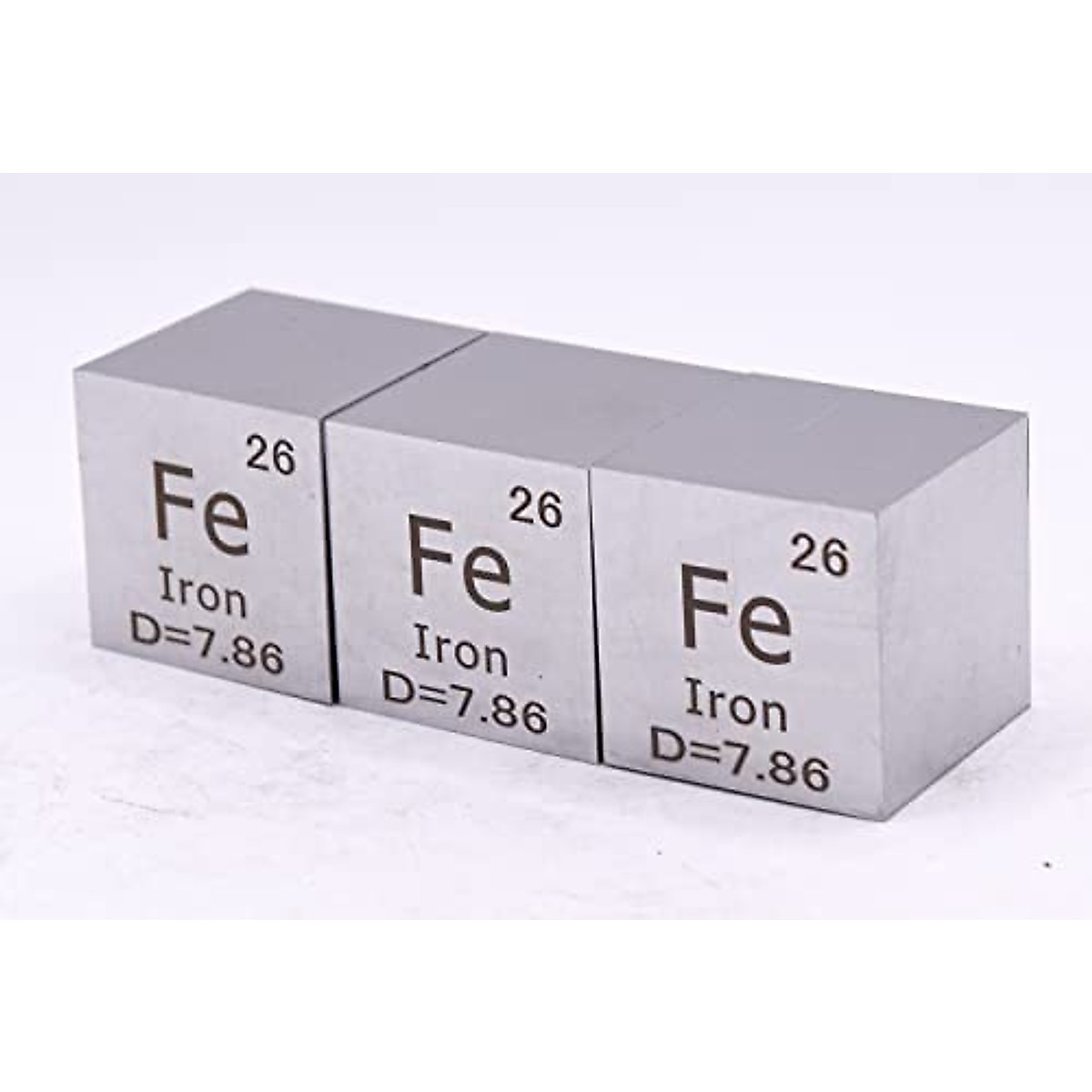 HQRP-Crystal 1" 25.4mm Iron Ferrum Metal Cube Fe up to 99.9% Pure Periodic Table Element Engraved Density Collection Science Education Display Block Cube + Acrylic Case Box - 1PC