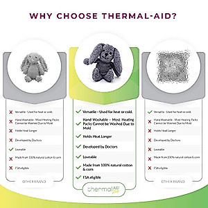 Thermal-Aid Zoo - Mini Microwavable Stuffed Animal - Plush Toy and Hot Cold Pack - Baxter The Bunny - 3.15 x 2.6 x 9.3 in