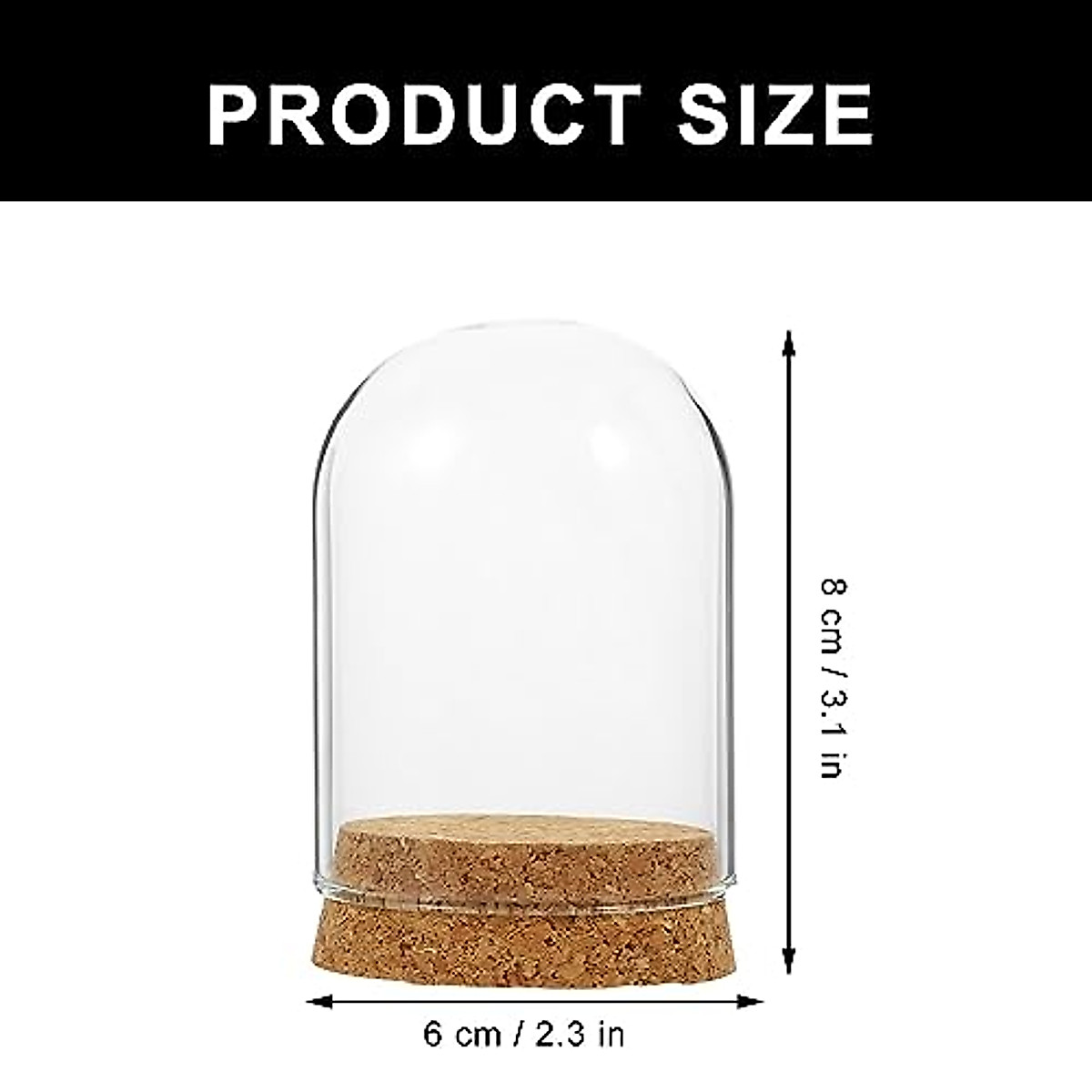 GANAZONO 2Sets Glass Display Dome Cloche Tabletop Display Case with Cork Base DIY Snow Globe for Office Home Halloween Christmas Wedding Tabletop Centerpiece Decoration