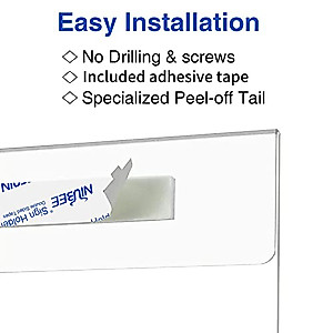 Niubee Acrylic Sign Holder 11 x 17 inches Wall Mount Sign Holders Clear Acrylic Frame with Double Sided Tape Clear Poster Frames Plastic Sign Holder for Office, Home, Restaurant, Vertical, 3 Pack