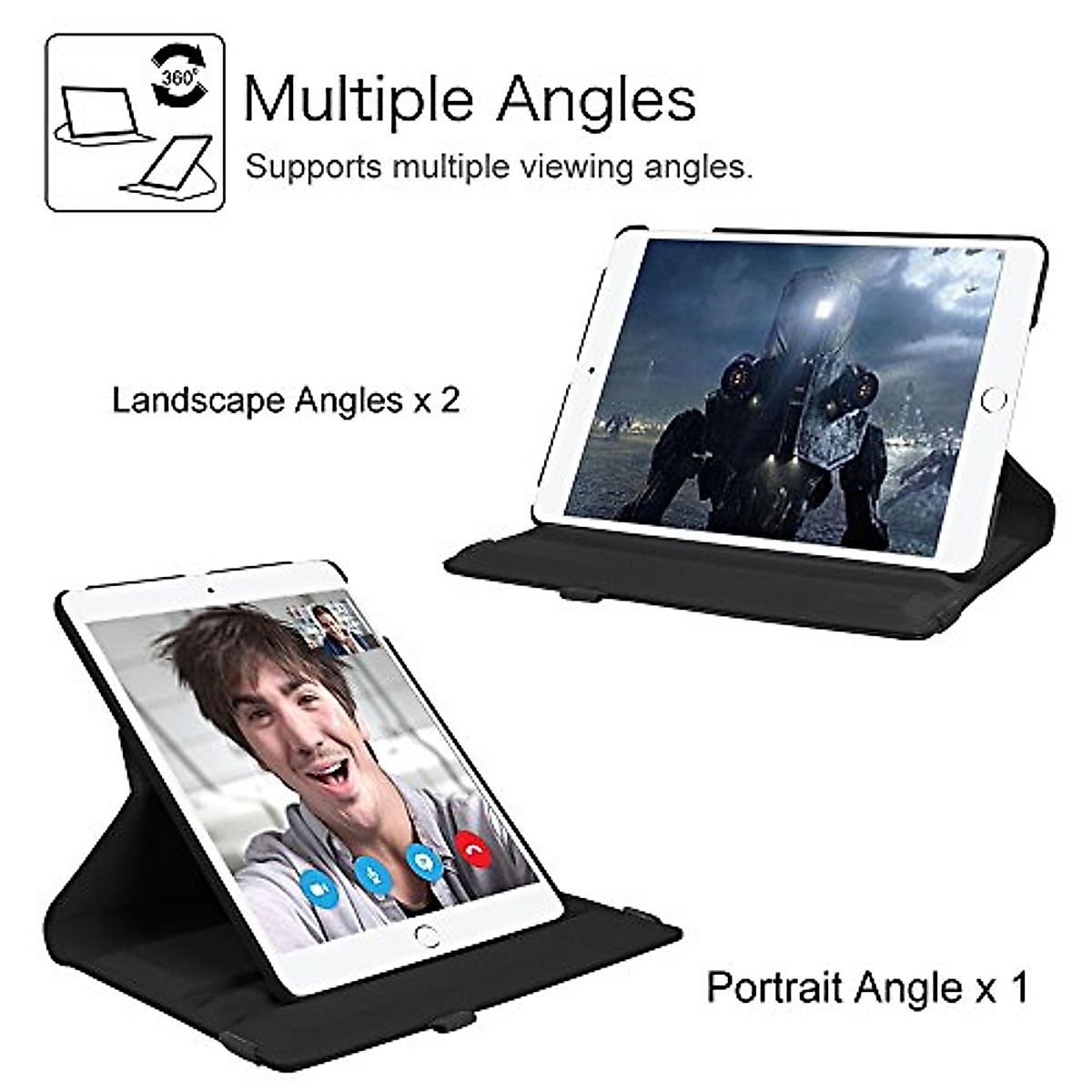 Fintie Rotating Case for iPad 6th / 5th Generation (2018 2017 Model, 9.7 inch), iPad Air 2 / iPad Air 1-360 Degree Rotating Protective Stand Cover Auto Sleep Wake, Black