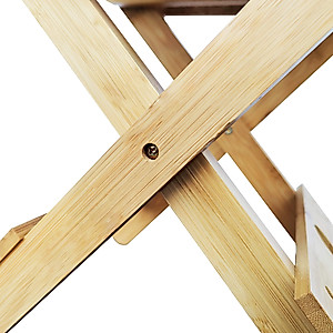 TripDock 12 Inch High Natural Bamboo Folding Stool for Shaving/Shower/Foot Rest/Outside Fishing Chair, Fully Assembled (Natural)