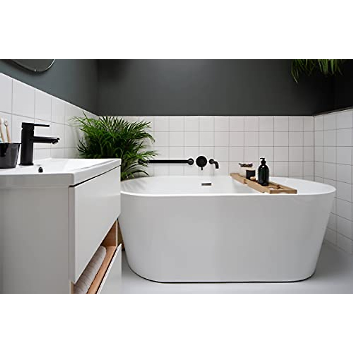 DeDebrly Shower Grab Bar 16-Inches Bathtub Grab Bar, Stainless Steel Safety Grab Bar, Home Care Bathroom Safety Grab Bar Hand Support Rail Balance Handrail, Matte Black