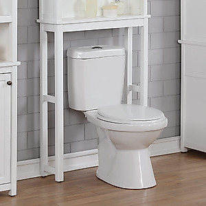 Alaterre Furniture Dorset 27" D x 9" D White Wood Toilet Base Cabinet with 23" W x 34" H x 7 7/8" D Storage Compartment, Clean Lines & Non-Abrasive Cleaning for Organizational & Decorative Appeal