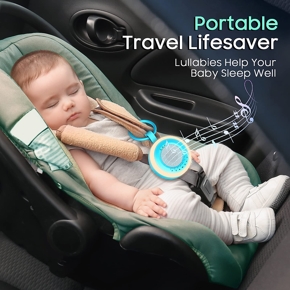 Portable Sound Machine for Baby Sleeping, Travel White Noise Machine with Night Light