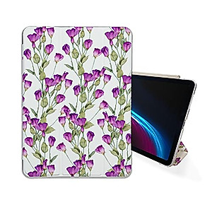 Cute Purple Flowers Kawaii case Compatible with iPad Mini Air Pro 7.9 8.3 9.7 10.2 10.9 11 12.9 inch Pattern Cover New 2022 2021 Trifold Stand 3 4 5 6 7 8 9 Generation 527 (9.7" 5/6 gen)