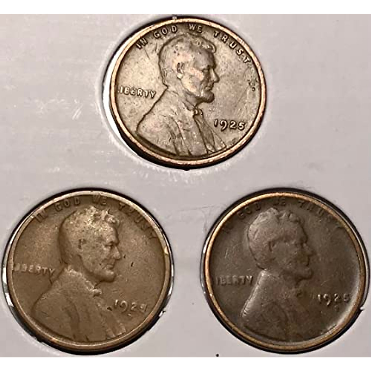 1925 P D S Lincoln Wheat Cent PDS set Penny Seller Good