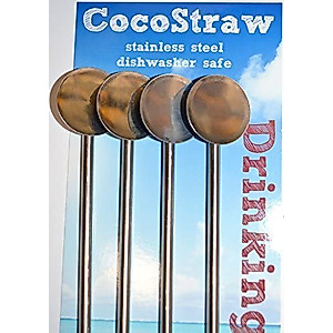 4 Spoon Straws Stirrer Stainless Steel 4 Pack + Cleaning Brush Drinking Straws Metal Reuseable Drinking Mixing Cocktail Eco Friendly Green