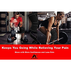 ATHLEDICT Knee Brace Compression Sleeve with Strap for Best Support & Pain Relief for Meniscus Tear, Arthritis, Running, Basketball, MCL, Jogging and Recovery for Men & Women (Black, Large)