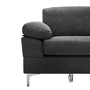 Verfur 5 Seats Convertible Sectional Sofa with Extra Wide Reversible Chaise and Movable Ottoman, U Shaped Symmetrical Modular Corner Couch Living Room Furniture Sets for Home Office, Dark Grey 128.3"