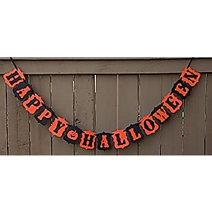 Happy Halloween Banner With Balloons - 100 Orange & Black Balloons Set - Halloween Decor Party Decorations Garland Bundle by Jolly Jon