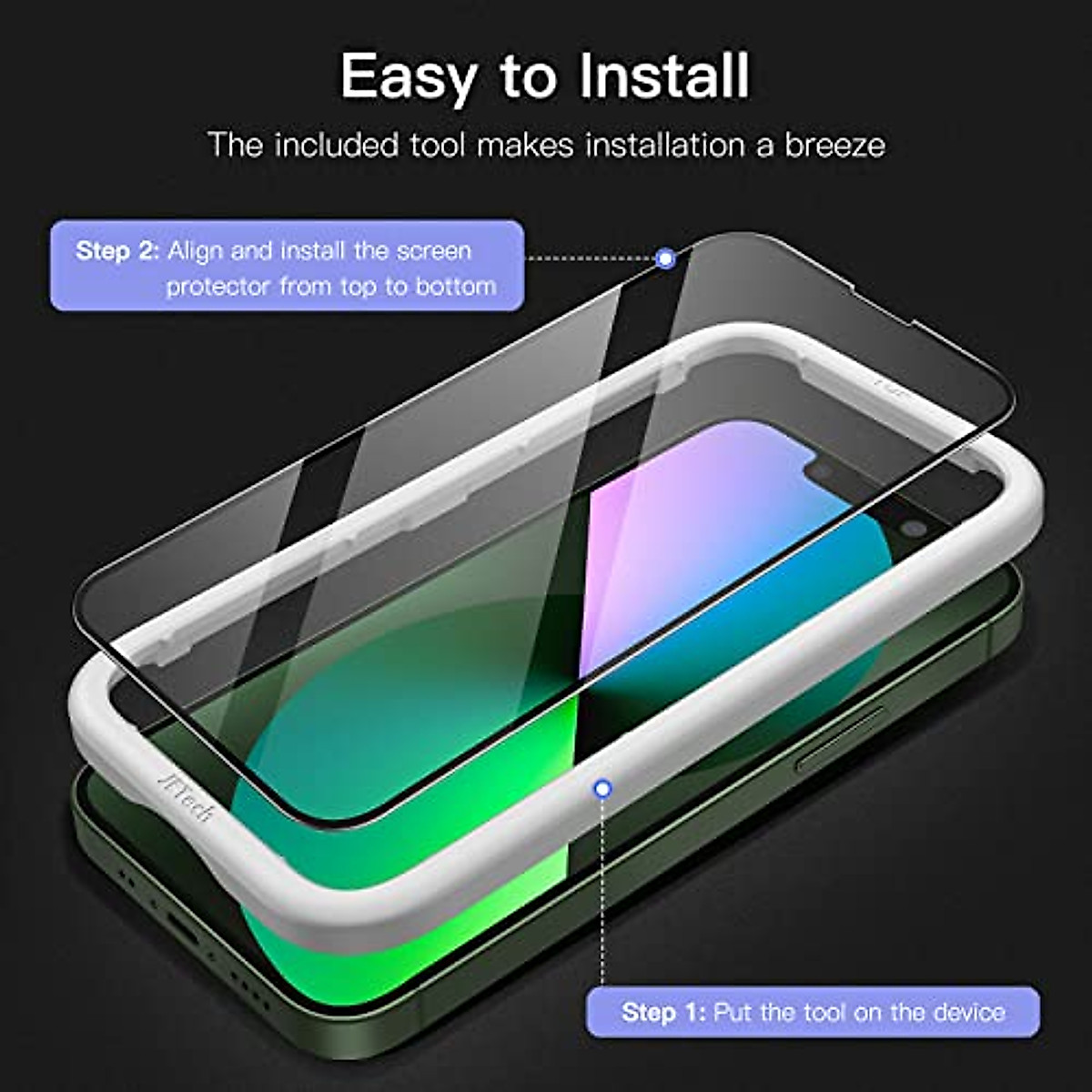 JETech Full Coverage Screen Protector for iPhone 13 mini 5.4-Inch, Black Edge Tempered Glass Film with Easy Installation Tool, Case-Friendly, HD Clear, 3-Pack