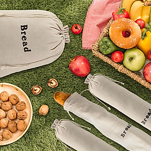 6 Pcs Linen Bread Bags Reusable Bread Bags for Homemade Bread Large Drawstring Artisan Bread Storage Bags Loaves Pastries Bags Homemade Food Storage Wedding Gift for Home Bakery, 12 x 15 In, 6 x 26 In