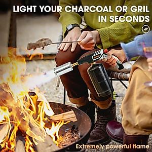 Bluu Propane Cooking Torch,Charcoal Lighter, Kitchen Blow Torch Grill Gun for Sous Vide & Searing Steak & BBQ & Creme Brulee, Campfire Starter, Butane Torch, Multi-Function Food Torch