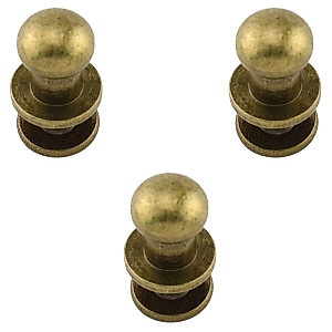 E-outstanding 30 Pack 8x10x10mm Ancient Bronze Round Head Button Stud Slotted Screws Chicago Screws Nail Rivet for DIY Leather Craft