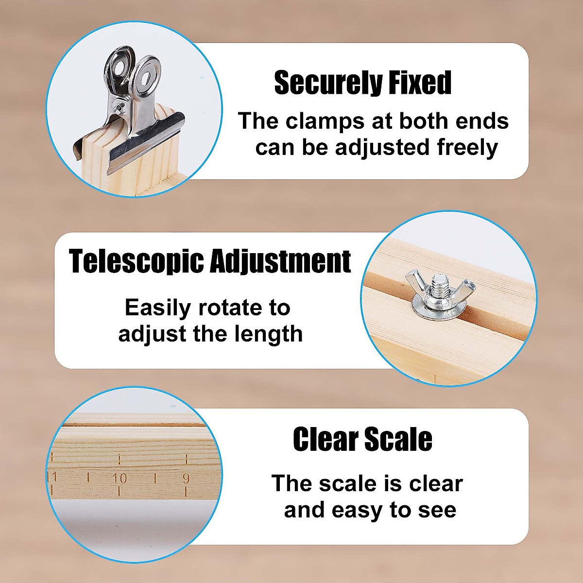 Wood Bracelet Jig, Adjustable Wood Paracord Jig Bracelet Maker with 2 Metal Clips DIY U Shape Clear Scale Bracelet Jig for DIY Craft Hand Bracelet Knitting Tool (Tripod)